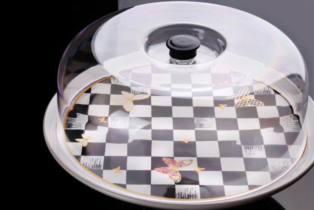 Zerden Damalı Kelebek Ayaklı Kek Fanusu.