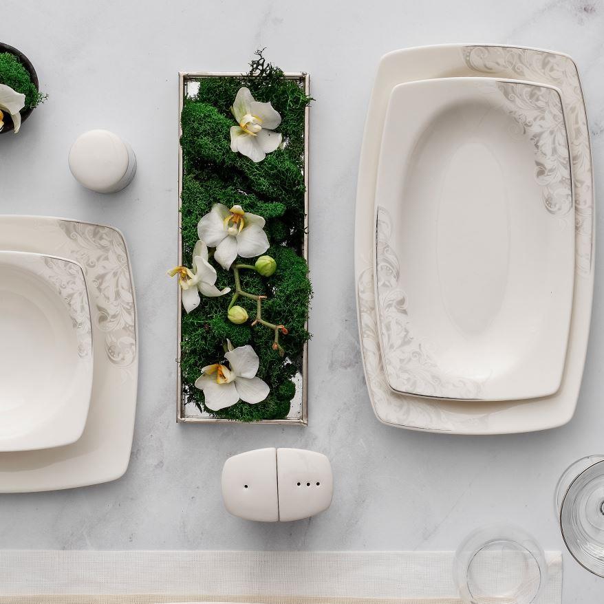 Güral Porselen 61 Parça Kare Caroline Bone Yemek Takımı 8305507.