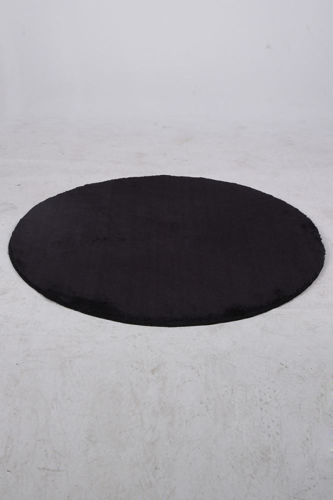 Bonny Home Elite Black 100x100 cm Round Plush Bath Mat Non-Slip Base ...