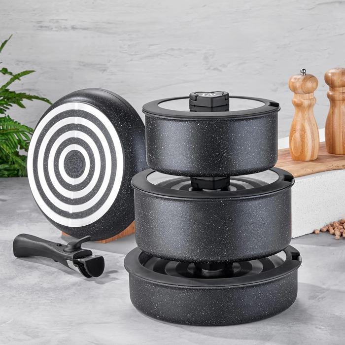 Taç Easy Connect 8 Parça Tencere Seti Siyah.