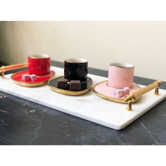 Modest Concept 25x40 Gold Slim Kulp Calacatta Mermer Tepsi Kumr.