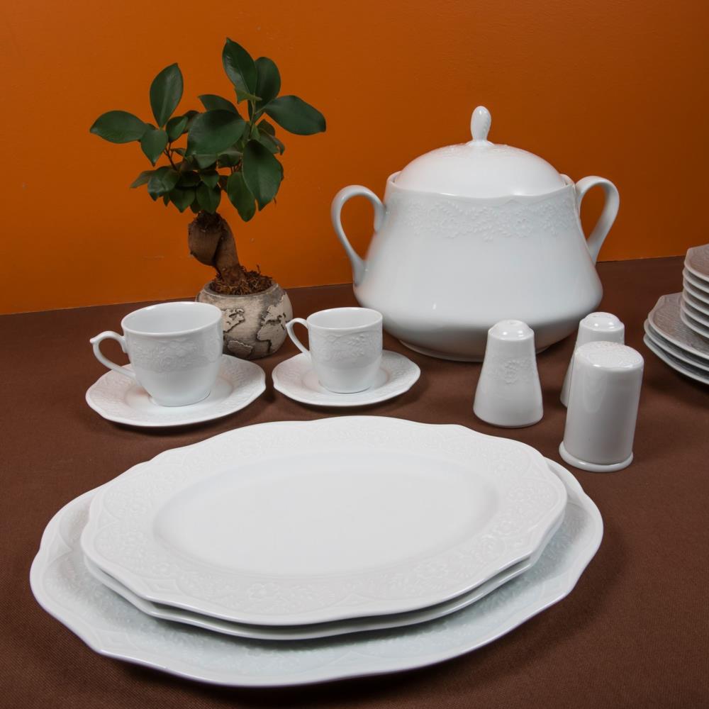 Gural Porcelain 83 Pieces White Ottoman Porcelain Dinnerware Set.