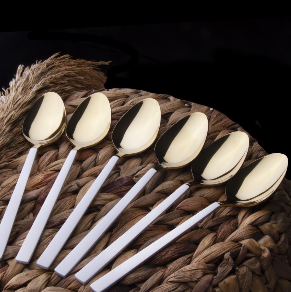 Alaca Titanyum&Slikon 12'Li Yemek Kaşığı Beyaz Gold.