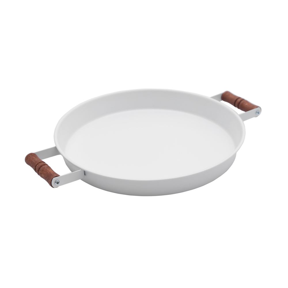 Kitchen Trend 3 Lü Ahşap Kulplu Metal Tepsi Çay tepsisi Kahve Tepsisi ...