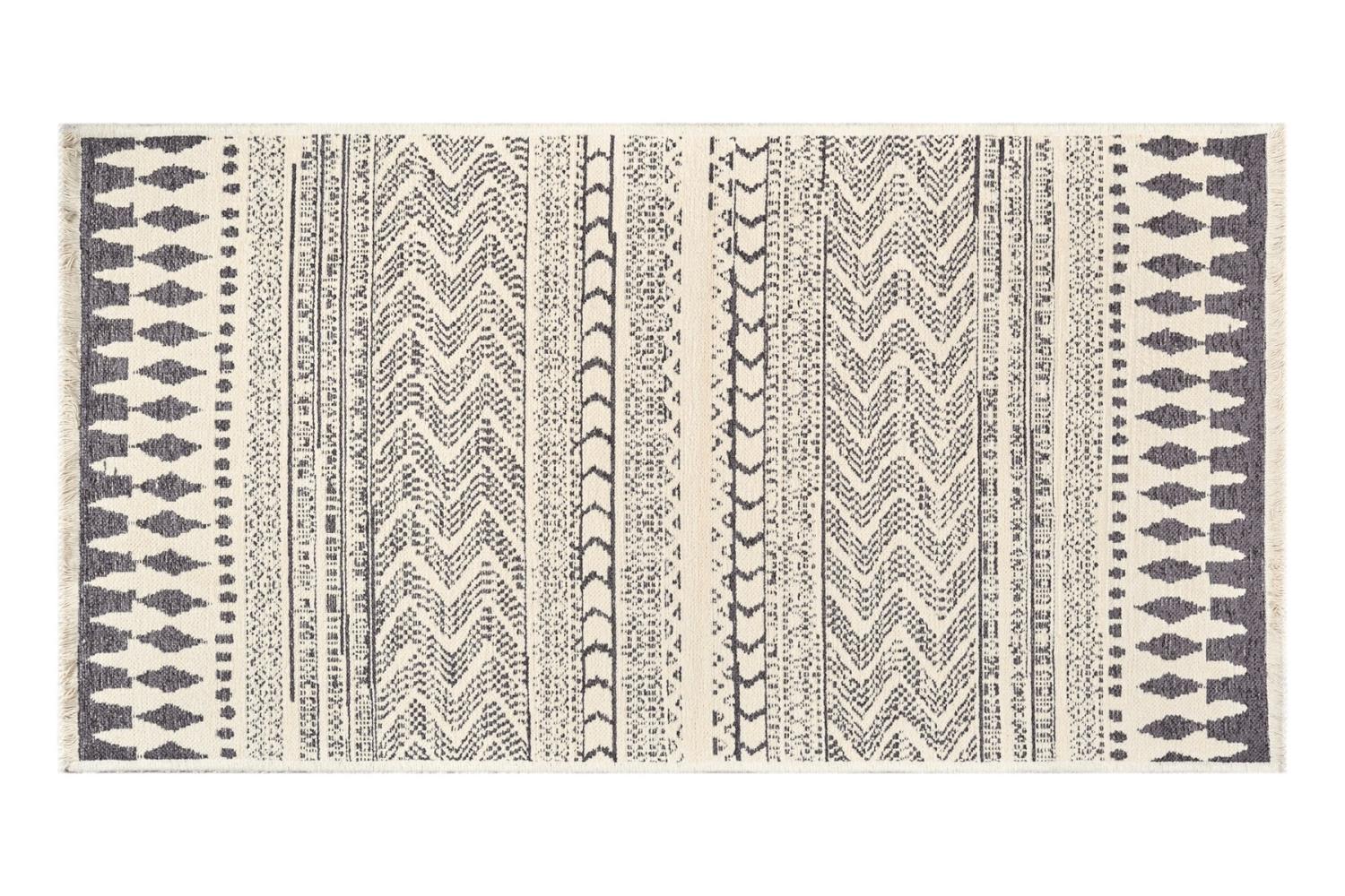 Alanur Pamuklu Çift Taraflı Kilim Viola-12 Antrasit.