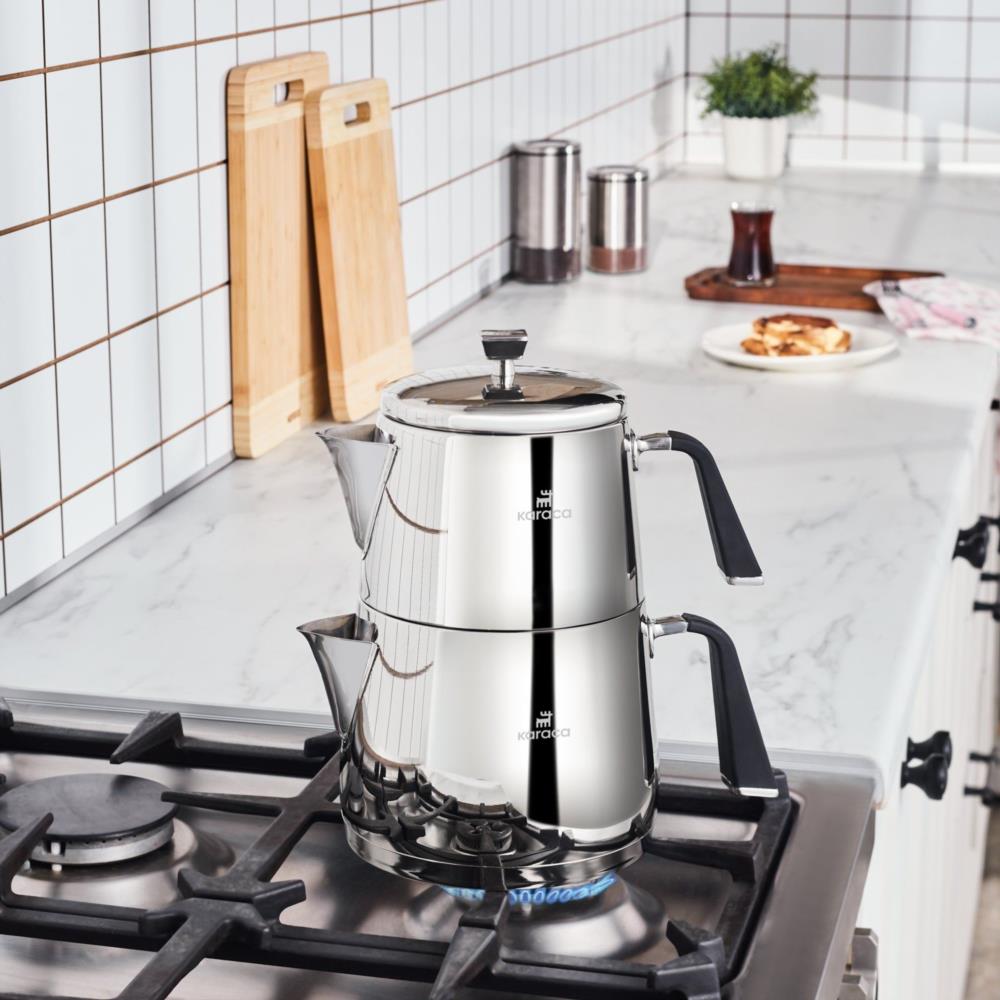 Karaca Fiona Paslanmaz Çelik Çaydanlık Seti.