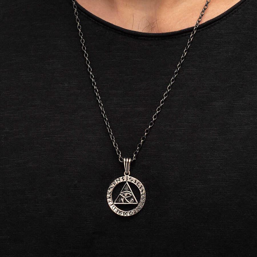925 Sterling Silver Ancient Egypt Eye of Horus Men's Necklace Chain Model2.