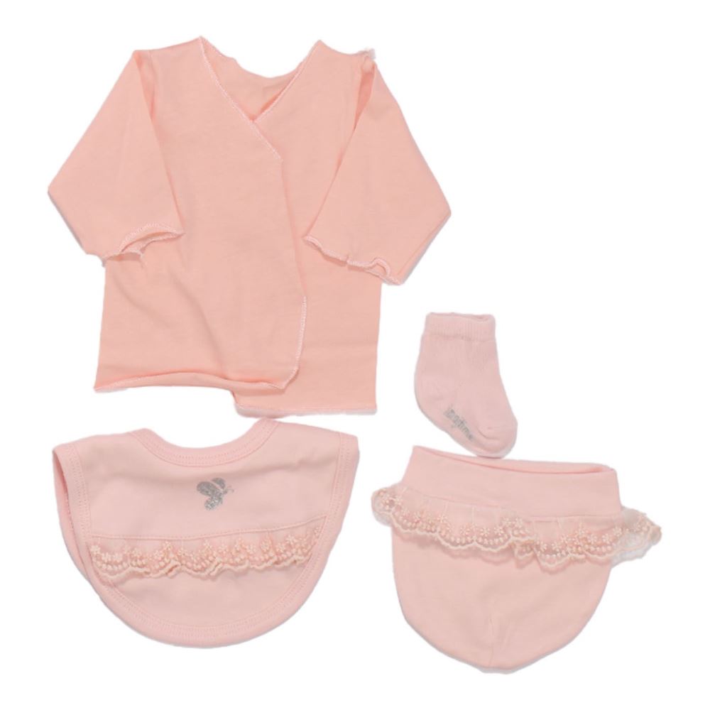 Baby Girl Pink Glittery Butterfly Patterned Lace Bow 10 Piece Hospital ...
