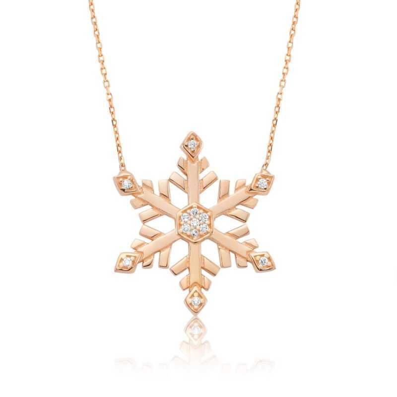 Gümüş Kar Tanesi Bayan Kolye.