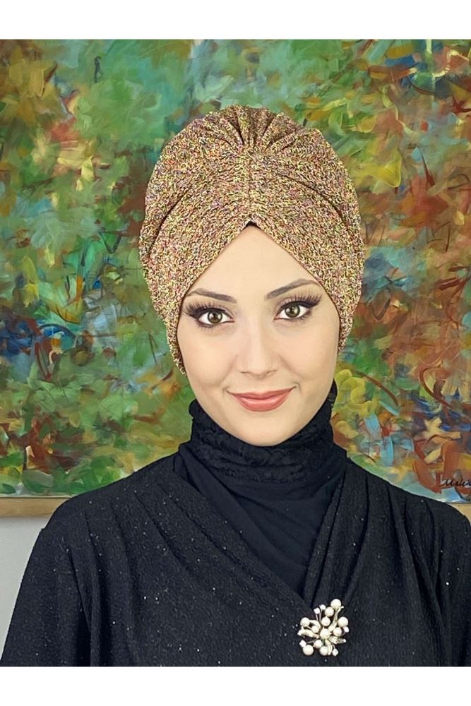 Sultan Model Altın Rengi Büzgülü Dış Bone.