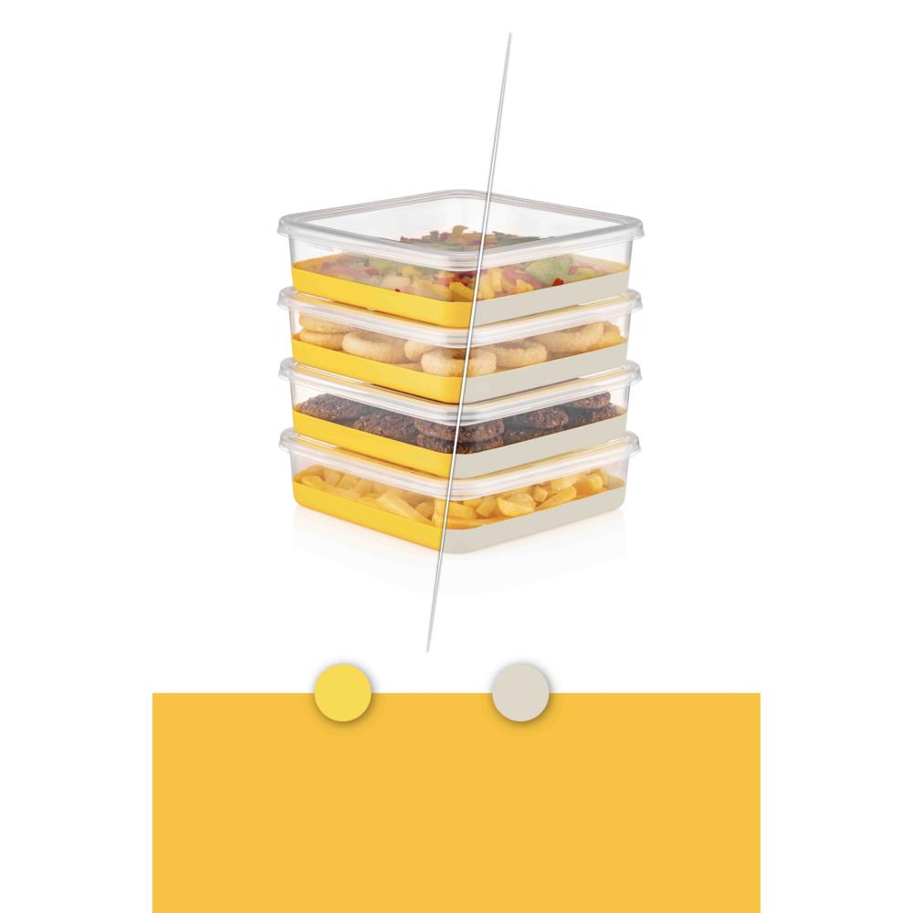 Vienev 4 Piece 2000 ml Storage Container Yellow.