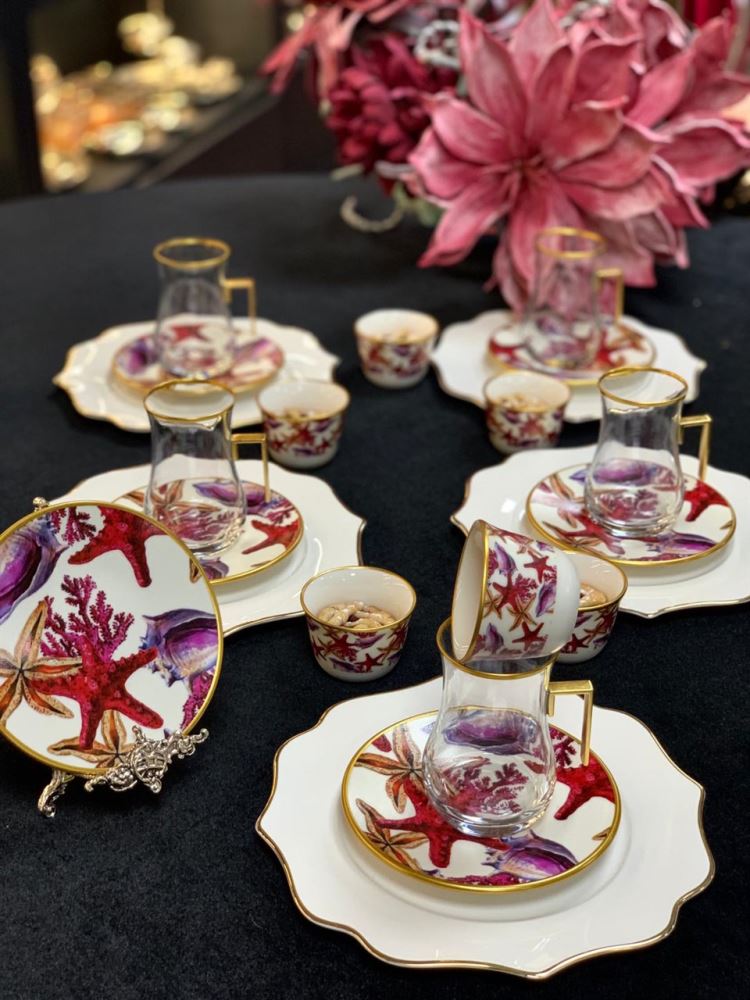 Asaf Çay Fincan Seti 6 lı Mercan.