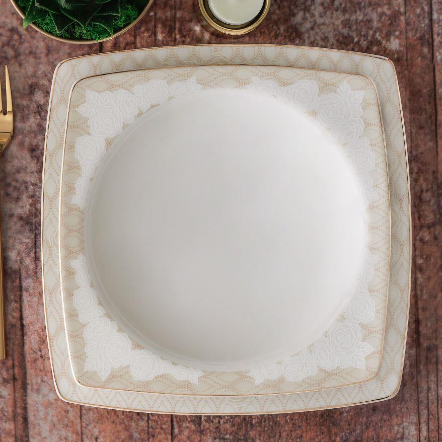 Güral Porselen 61 Parça Kare Caroline Bone Yemek Takımı 8305476.