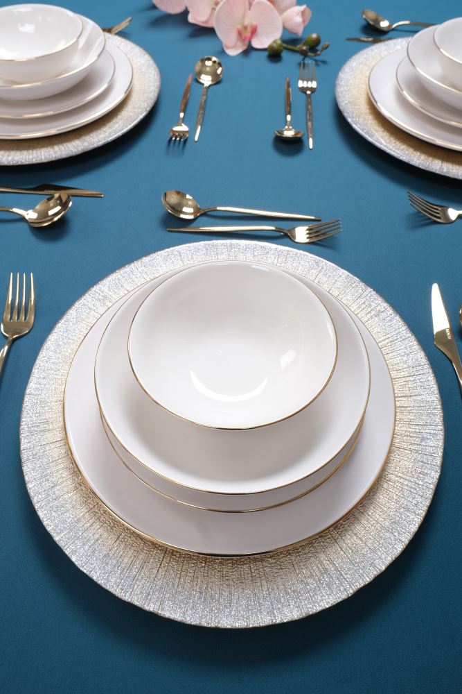 Koch Collection DOLCE 24 PARÇA PORSELEN ALTIN KREM YEMEK TAKIMI.