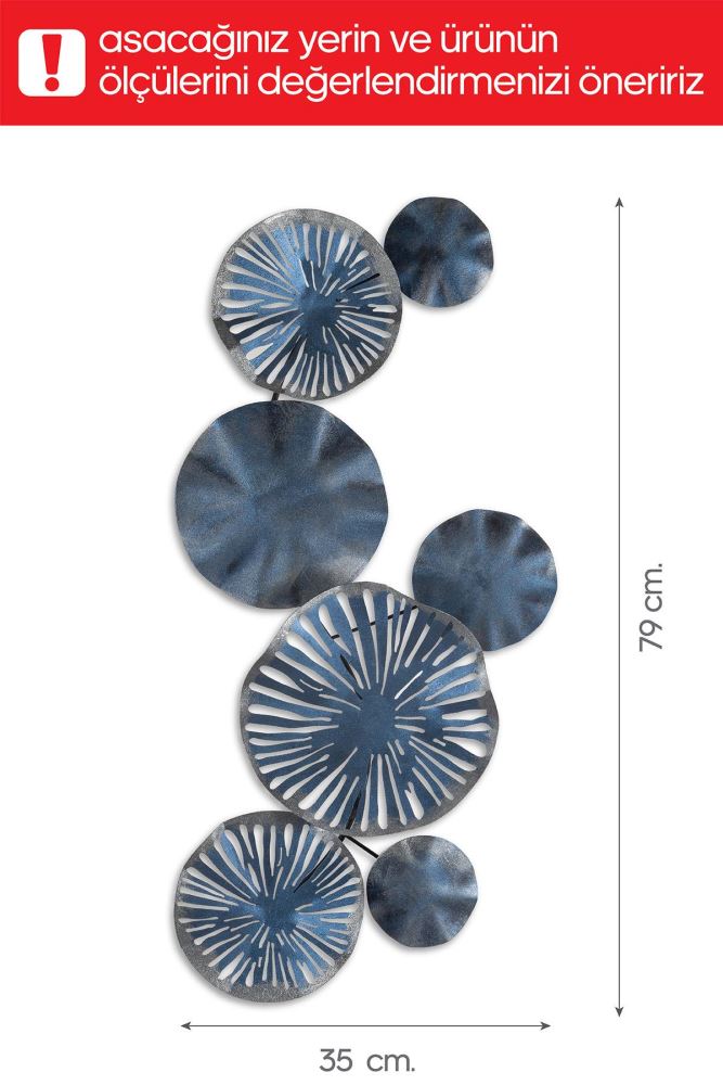 DORELİNE DoreArt Astrid Metal Duvar Tablosu, Ev Ofis Duvar Panosu (Mavi).