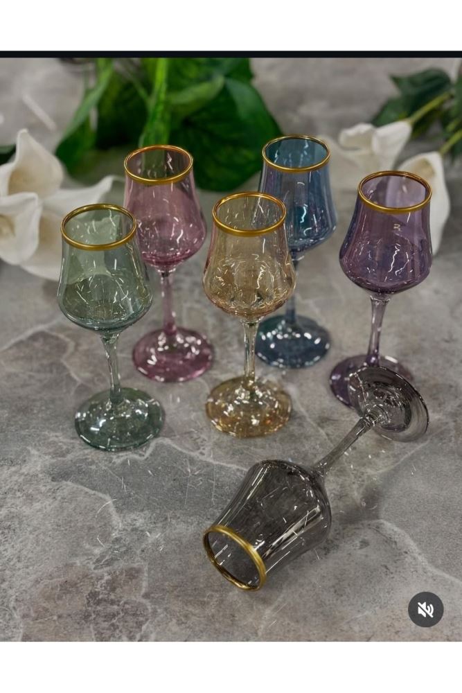 Colorful Coffee Side Soft Drink Water Glass Set Glassware Set 130 Cc.