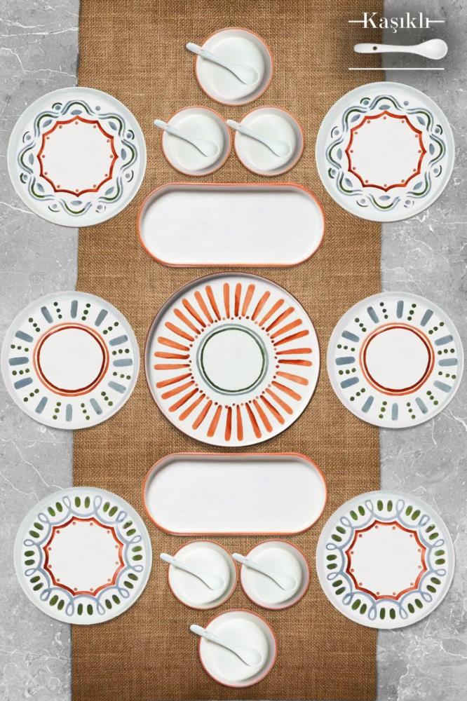 Kitchen Life 21 Piece 6 Person Softline Stackable Breakfast Set with ...