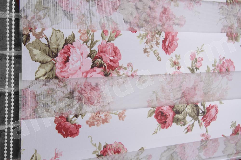 Troya Rose Desen Pliseli Kapalı Kasa Zebra Perde.