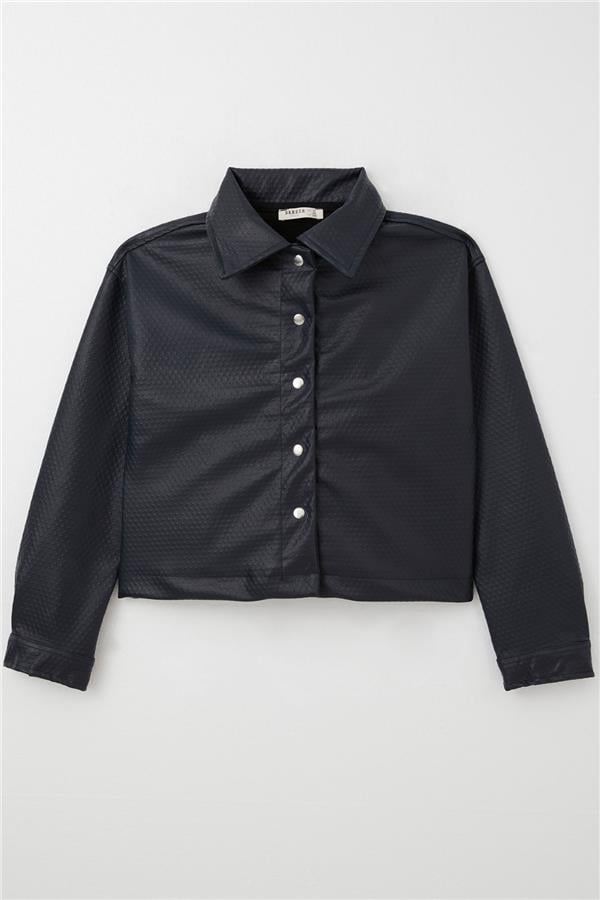 Breeze Girl Child Leather Jacket Embossed Patterned Snaps Navy Blue 9 ...