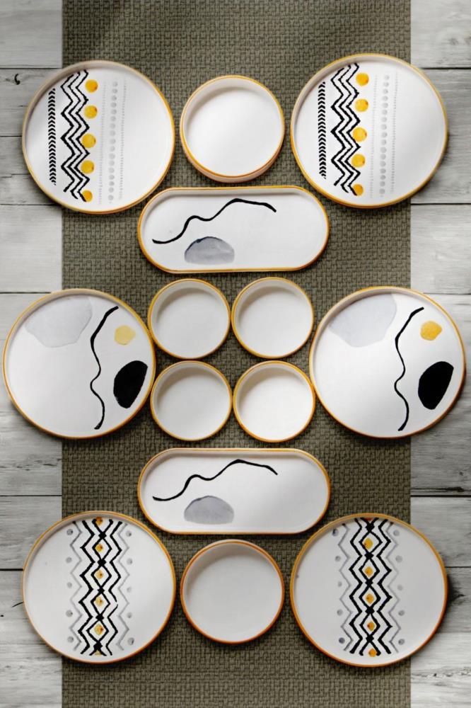 Kitchen Life 14 Piece 6 Person Axial Stackable Breakfast Set