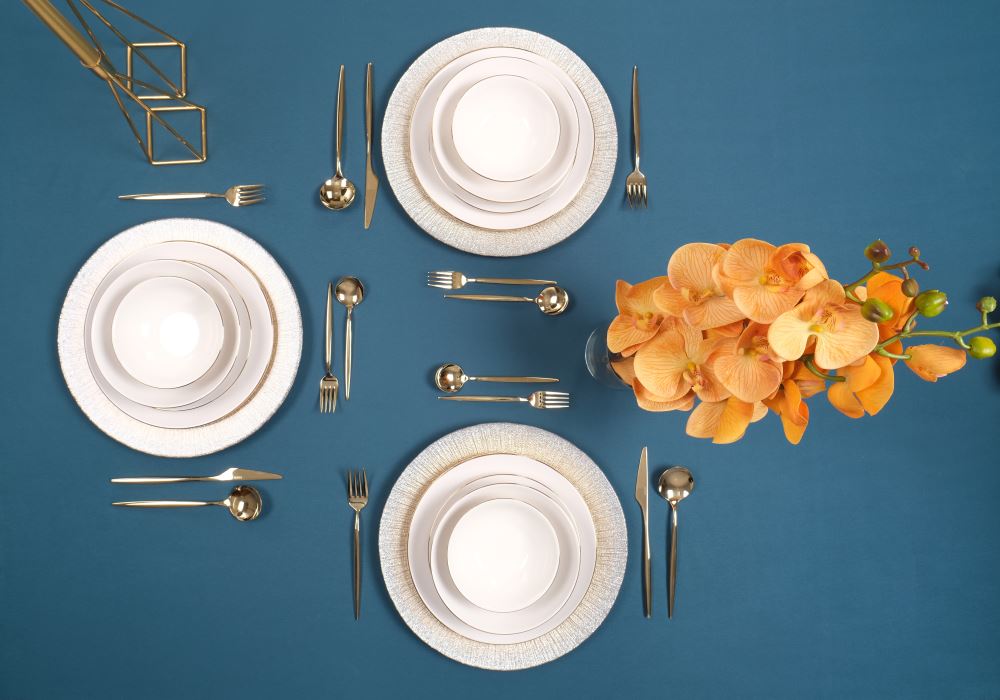 Koch Collection DOLCE 24 PARÇA PORSELEN ALTIN KREM YEMEK TAKIMI.