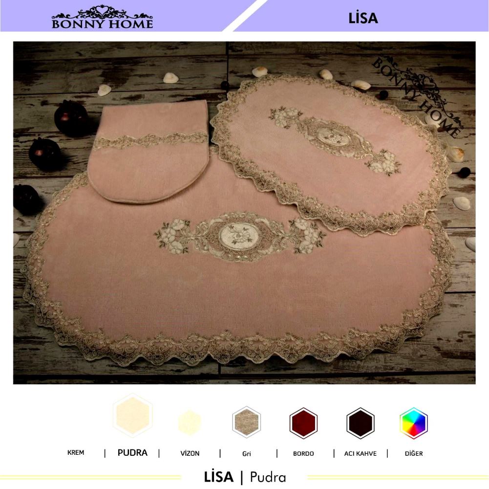 Bonny Home Lisa Pudra 6-delige Dowry Badkamerset met wasmand en badmat.