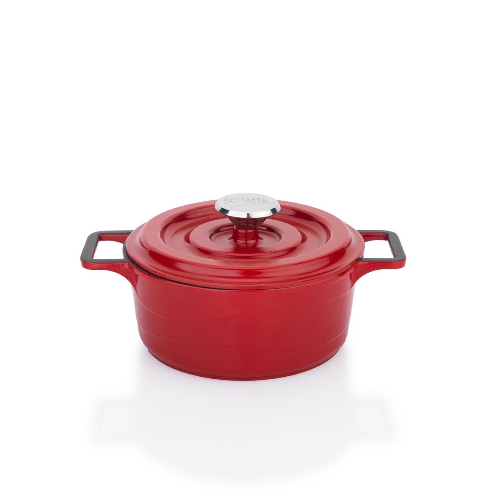 Schafer Pro Cast Mini Döküm Tencere Seti 5 Parça Kırmızı.