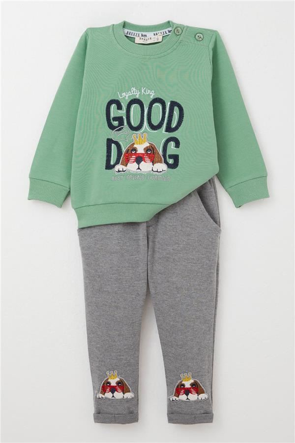 Breeze Baby Boy Tracksuit Cute King Puppy Embroidered Mint Green 6 ...