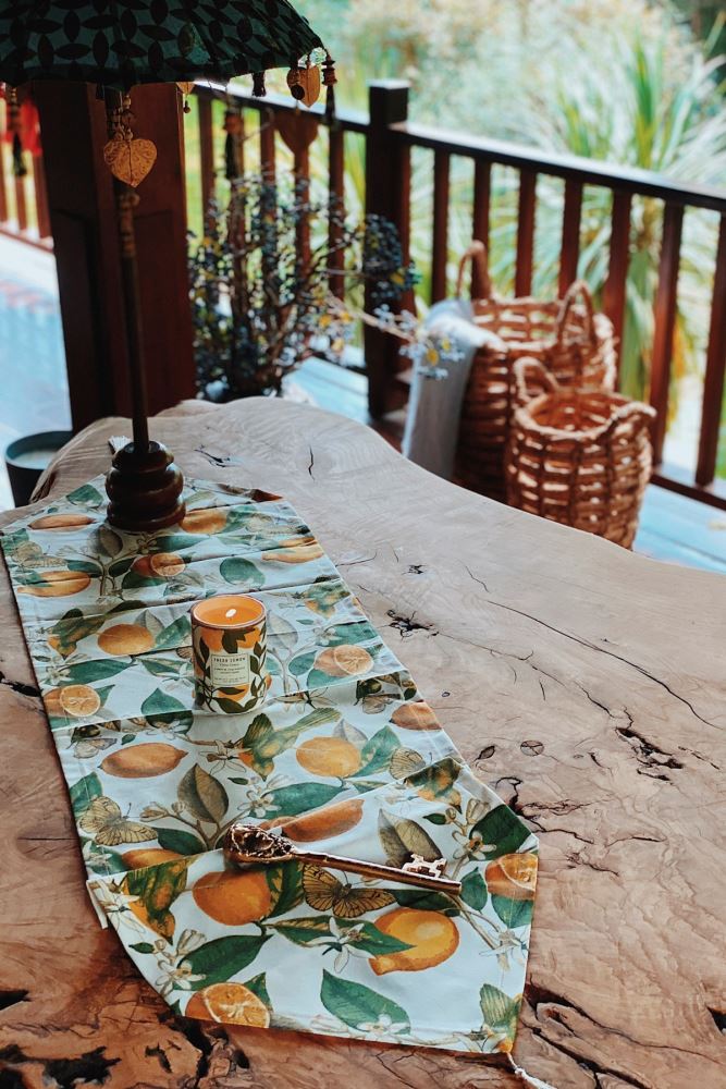 Limon Bahçesi Duck Keten Runner 40x150.